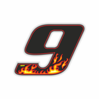 Sticker Number Race for Motorcycle " 9 " Flames 27 X 37 MM | eBay