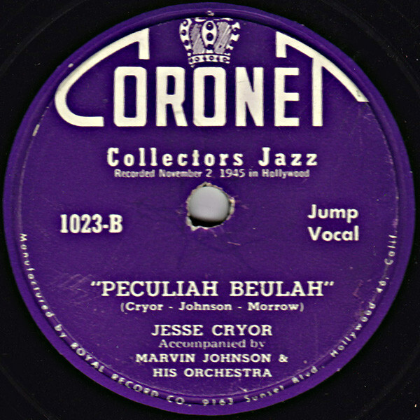 Bobby Pittman / Jesse Cryor - Too Bad / Peculiah Beulah 1946 Shellac ...