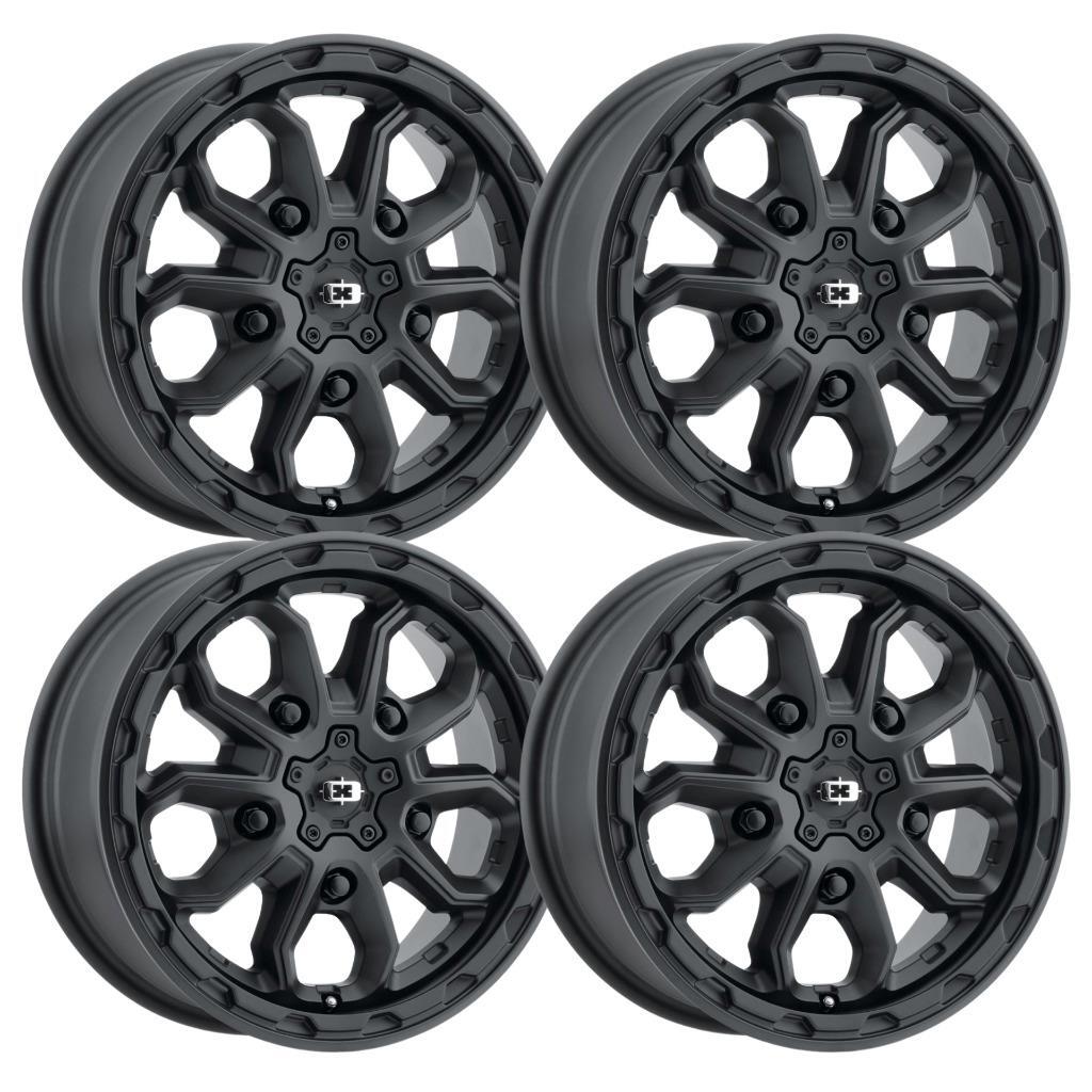 (Set-4) Vision 410 Korupt 16x6.5 6x130 45mm Satin Black Wheels Rims 16 ...