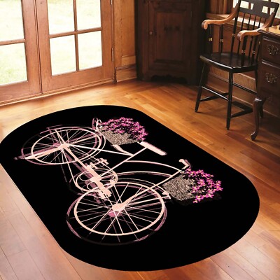 Bicycle Rug, For a Healthy Life Rug, Aesthetic Design Rug, Oval Rug ...