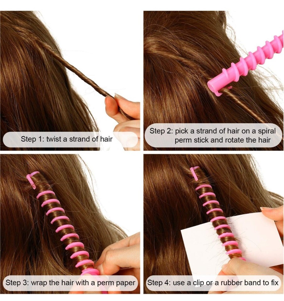 40 Pieces Spiral Hair Perm Rod Spiral Rod Plastic Long Barber ...