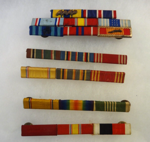 20 US ARMED FORCES MEDALS AWARD RIBBONS MOUNTED ON RACKS WW I WW II ...