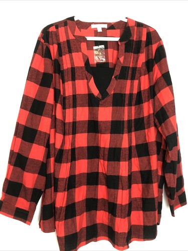 NWOT Woman Within Red Buffalo Plaid Pintucked Tunic Size 1X 22/24 | eBay