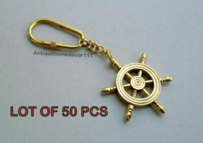 Brass Wheel Key Chain Lot Of 50 Pieces Collectible Brass Wheel key Ring ...