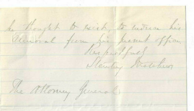 Stanley Matthews Signed Letter 1887 / Supreme Court Autographed | eBay