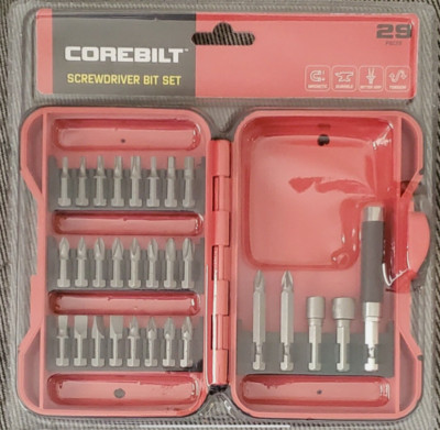 COREBILT Screwdriver Bit Set 29 Pieces In A Case With Slide Lock Closer ...