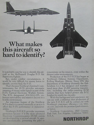 1/1976 PUB NORTHROP ICS INTERNAL COUNTERMEASURES SET AN/ALQ-135 F-15 ...