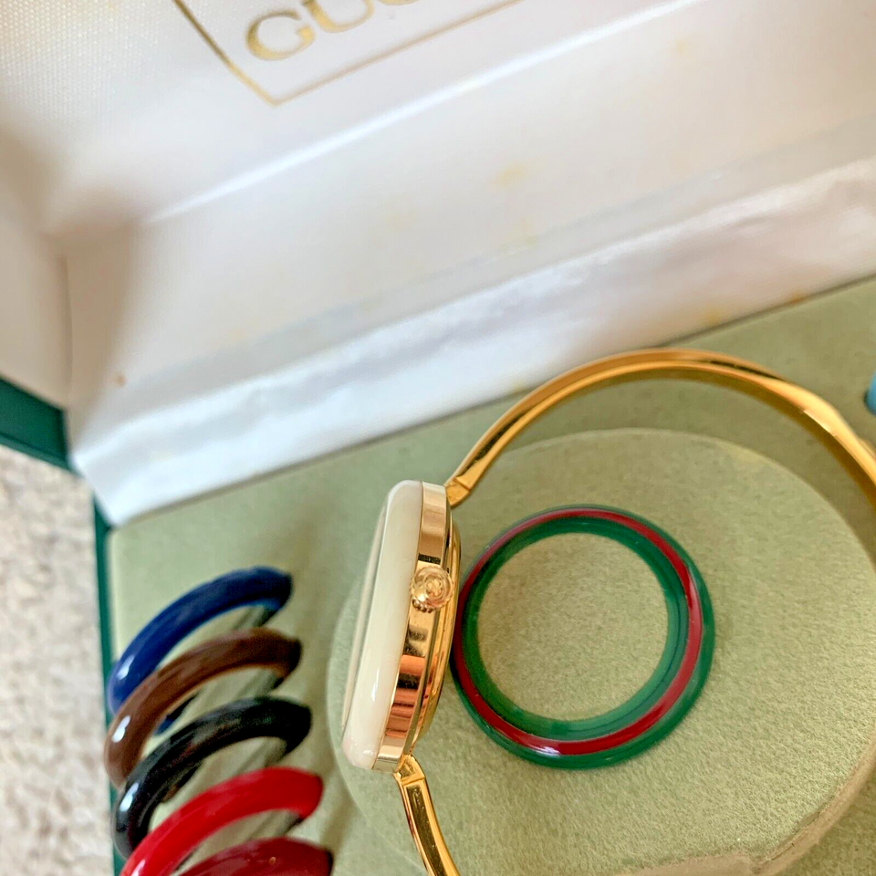 Gucci Change Bezel 12 Colors White/Gold Women's Watch Plating Quartz ...