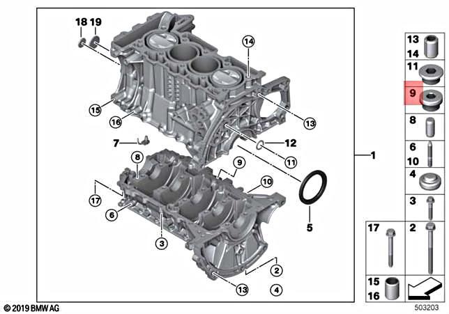 Genuine BMW E46 E60N E61N Engine Block Gaket Ring Screw Plug OEM ...