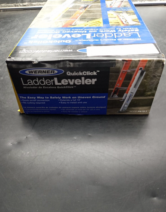 Werner Quick-Click 4 in. x 8 in. x 20-5/8 in. Ladder Leg Leveler Levels ...
