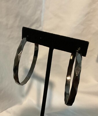 Large black hoop fashion earrings 2 1/4 inches in diameter | eBay