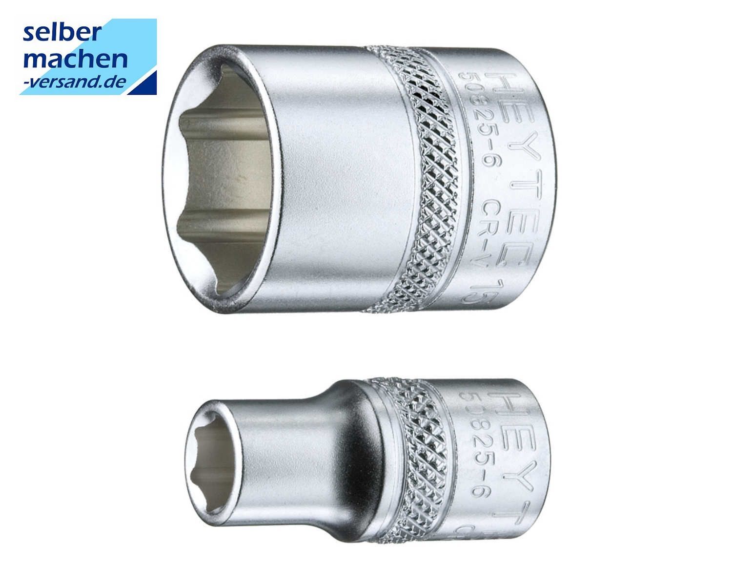 HEYTEC Steckschlüsseleinsätze 1/4", 4-15 mm, Chrom-Vanadium, DIN 3124 ...