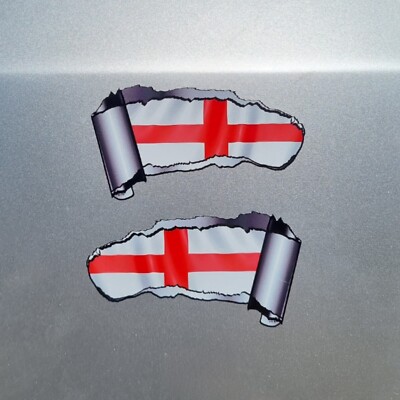 2x England English Flag Ripped Metal Slash Vinyl Sticker For Car ...