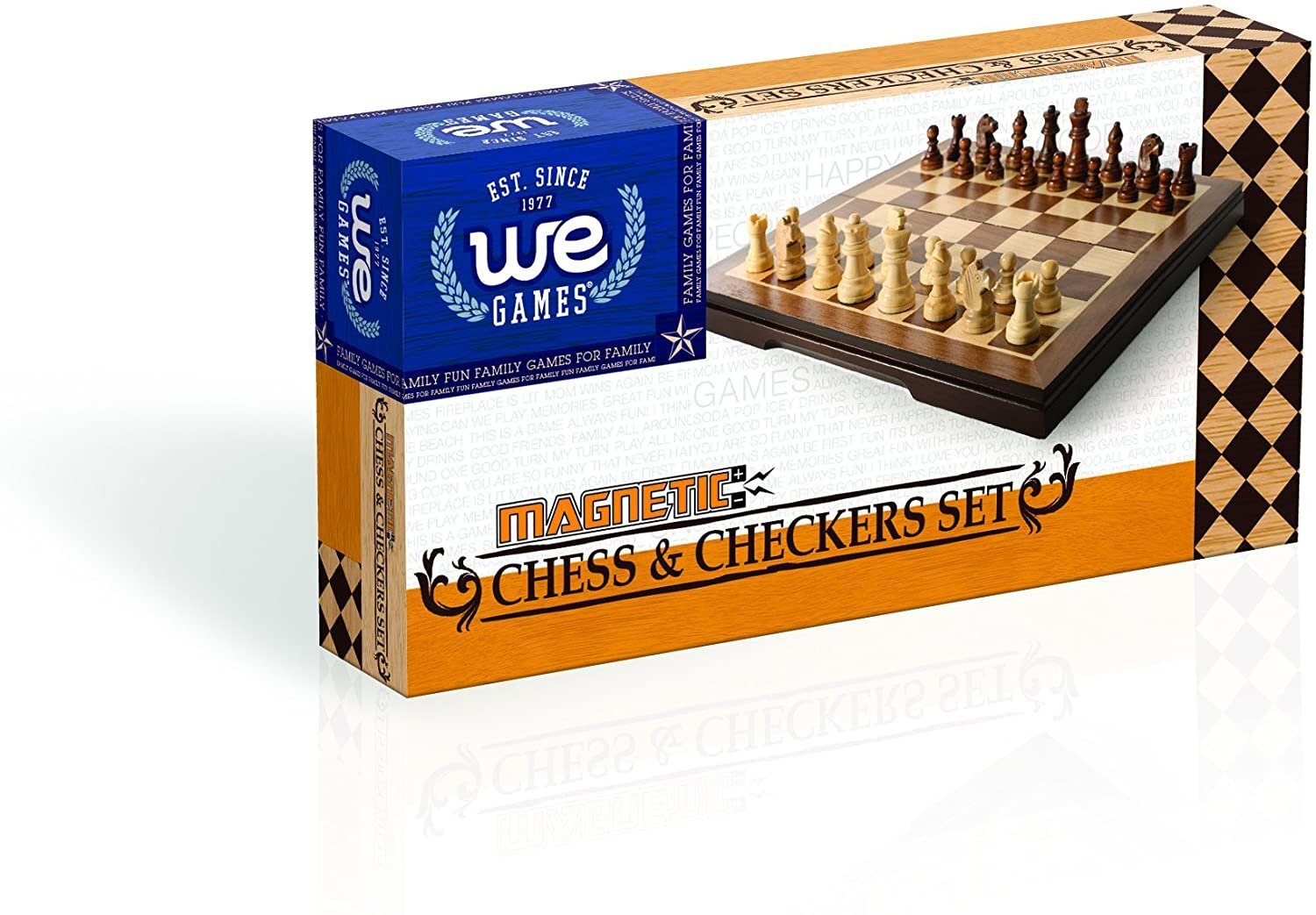 WE Games Magnetic Folding Chess & Checkers Set 8" Walnut Wood Finish | eBay