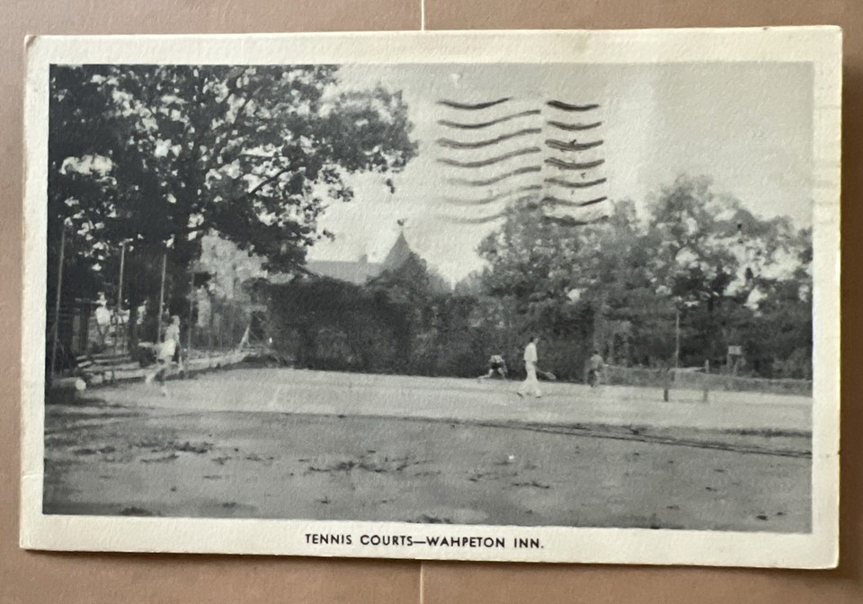 c1936 2 Postcards Hardy AR Wahpeton Inn Resort Tennis Court Dock Spring ...