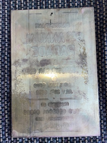 Vintage 1962 HAMILTON OHIO brass plate 8th ANNUAL ANTIQUE CAR PARADE ...