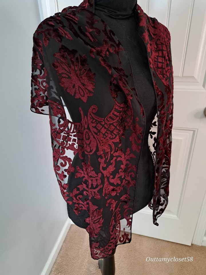 Sheer Dress Scarf. 14"x64". Maroon Velvet. Sissy Fem CD Trans | eBay