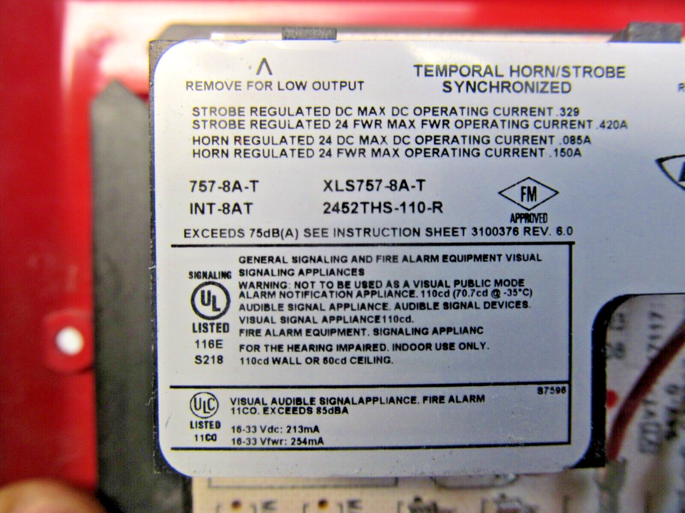 EDWARDS EST 757-8A-T Temporal Horn Wall Strobe W/747A-WB backbox | eBay