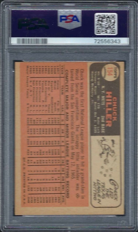 1966 TOPPS #154 CHUCK HILLER N.Y. Mets sharp/New Label Low Pop TOUGH ...