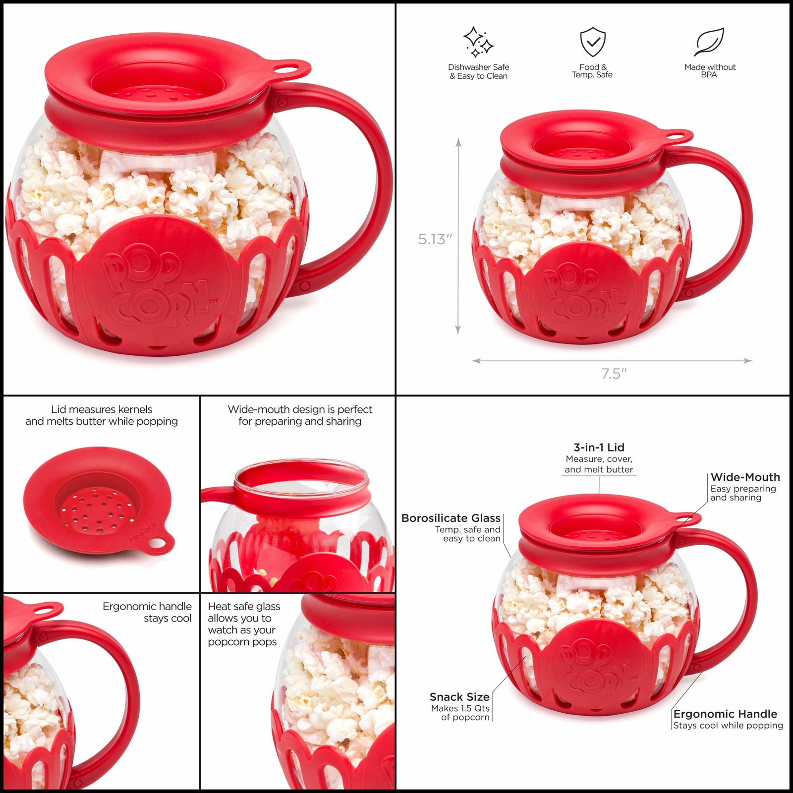 Microwave Silicone Popcorn Popper Maker Collapsible Bowl Hot Air ...