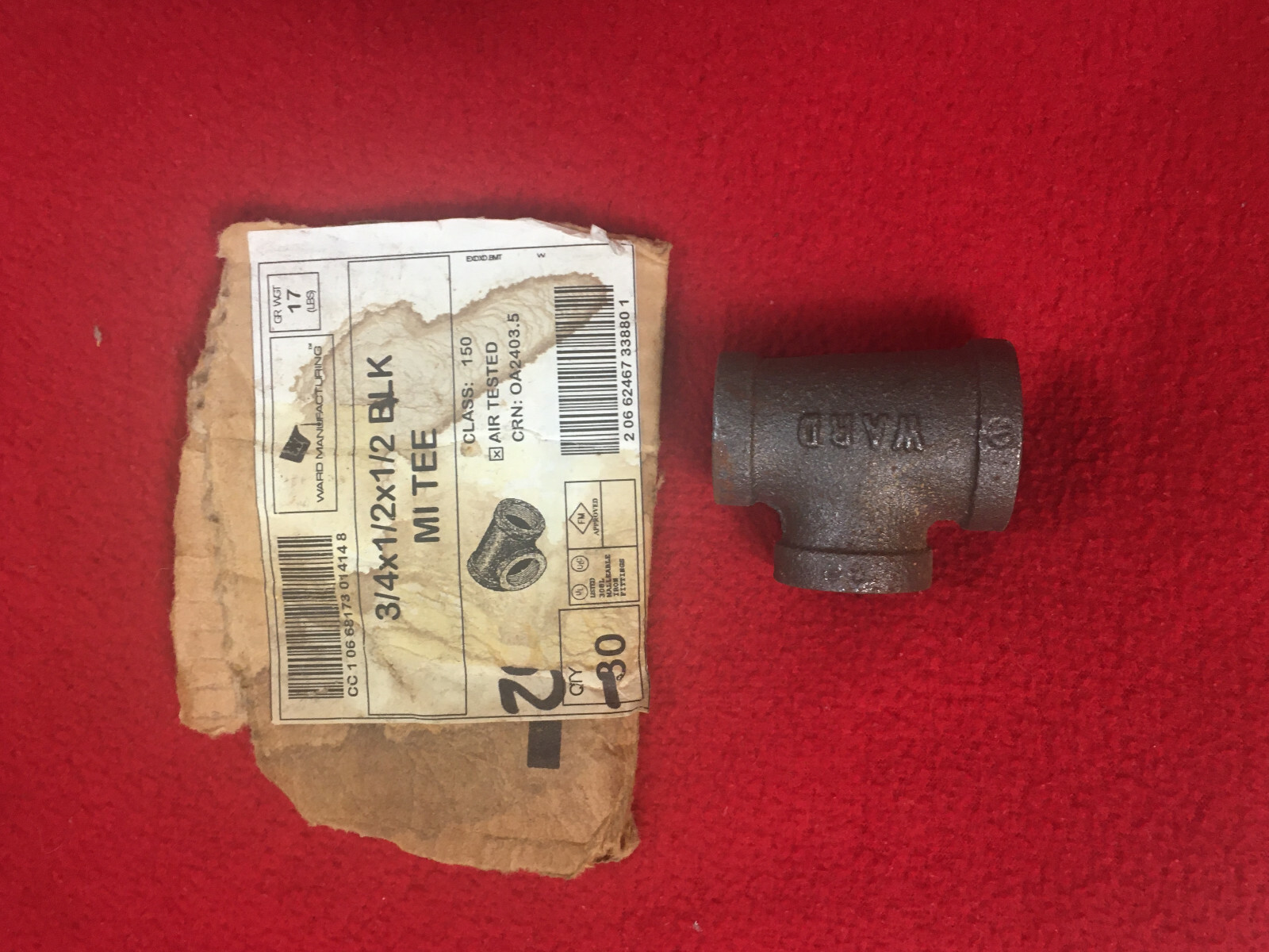 WARD MI Tee 3/4" x 1/2" x 1/2" Reducing Tee Black Malleable Iron NEW | eBay