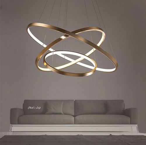 Circular Ring Pendant Light Aluminum LED Chandelier Ceiling Hanging ...