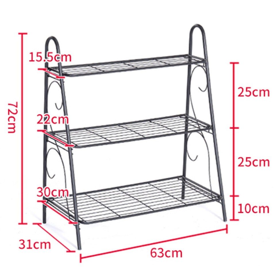 Metal Shoe Storage Shelf 3 Tier Step Rack Plant Stand Flowers Pots ...