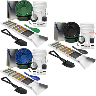 ASR Outdoor 20pc Complete Gold Panning Kit 50 Inch Folding Sluice Box ...