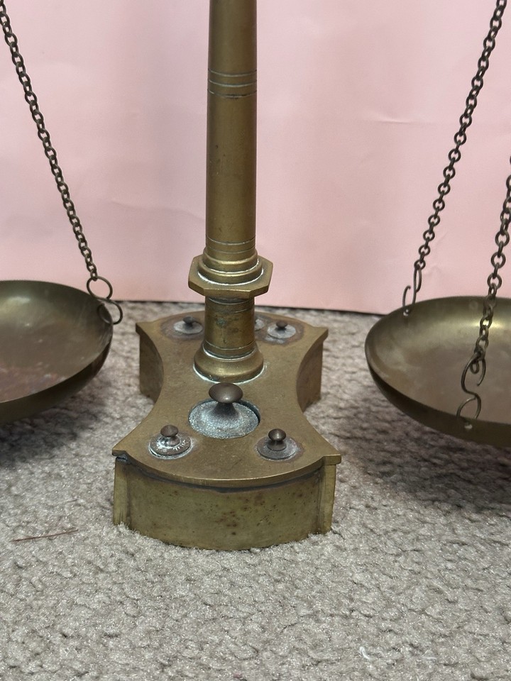 Vintage Brass Balance Scale With Weights AS IS | eBay