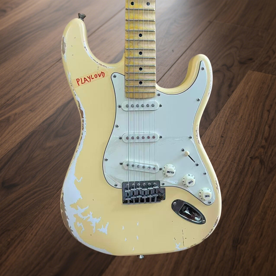 Relic Electric Guitar Cream Yellow Color Scalloped Maple Fretboard ...