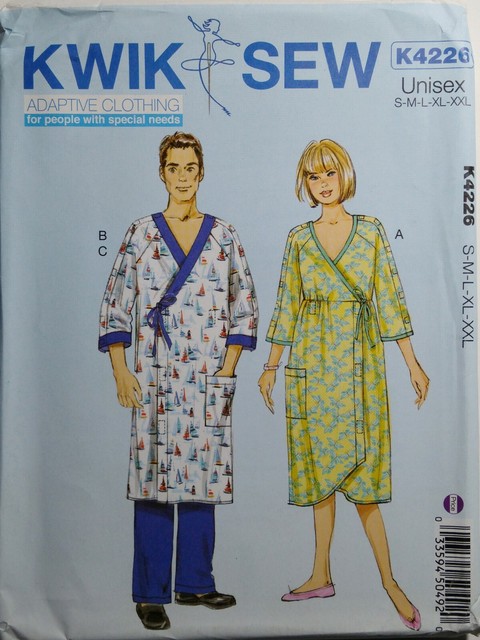 Kwik Sew K4226 Unisex Hospital Gowns Special Needs Adaptive Clothing Sz ...