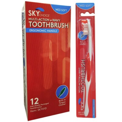 Toothbrushes for Adults with Ergonomic Handle Multi-action Wavy 12 ...