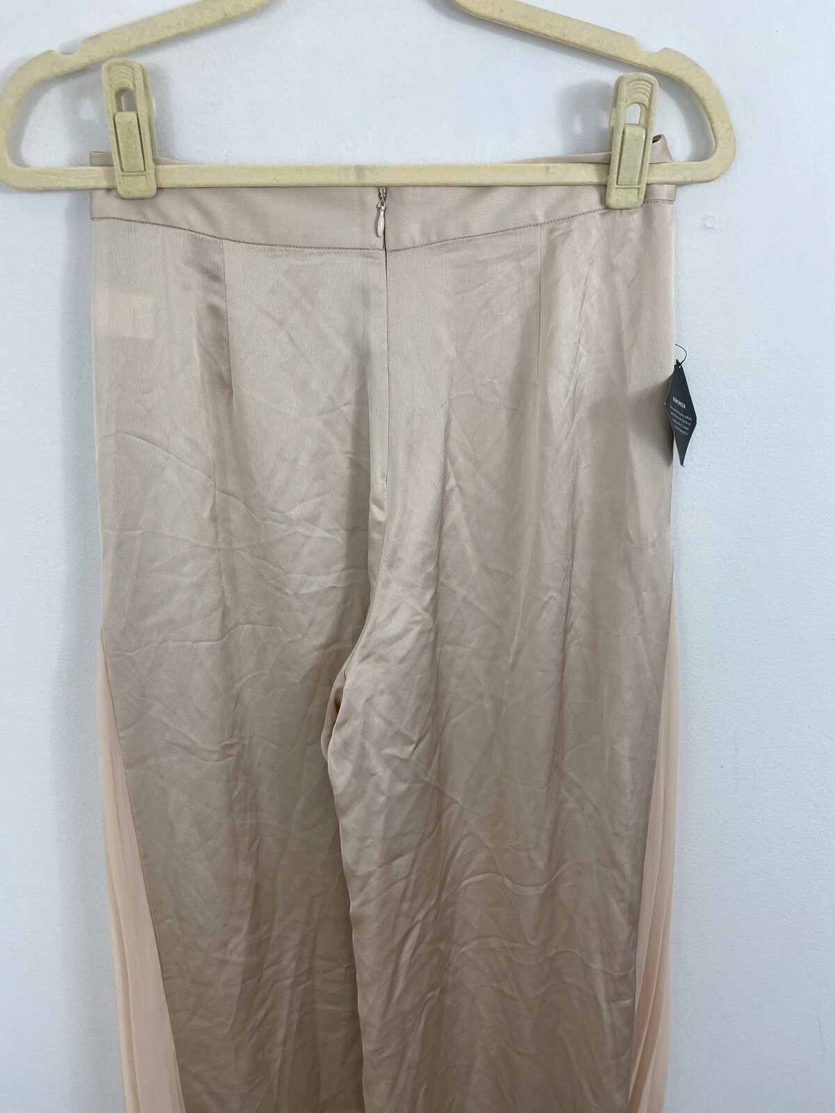 NEW Nasty Gal Pleated Satin Wide Leg Pants Size Small Champagne Color ...