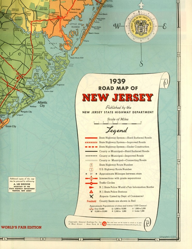 Vintage 1939 New Jersey Official Road Map – State Highway Department | eBay