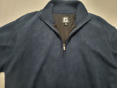 FJ Footjoy Wool Sweater Golf Jacket Windbreaker Mens Large L Blue ...
