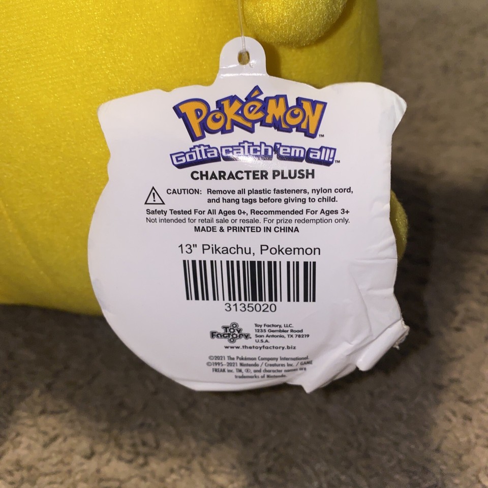 Pokemon Pika Pikachu Plush 13” Authentic Toy Factory 13Inch Toy Stuffed ...