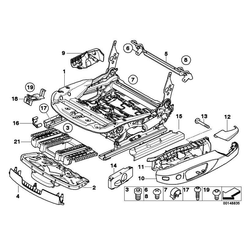 Original BMW 52109110103 - Abdeckkappe Sitzschiene SCHWARZ 1er 3er X1 ...