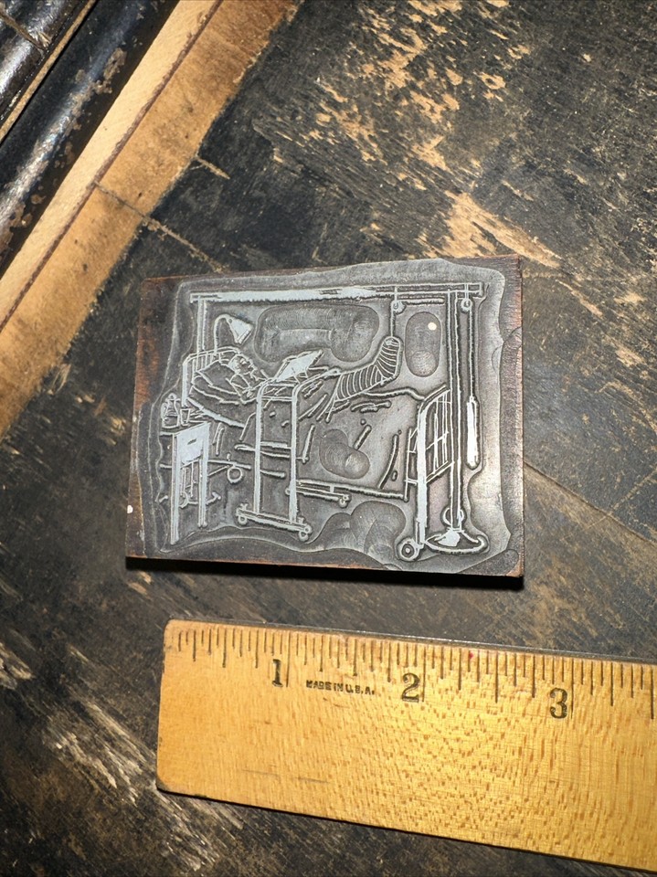 Printing Block “ Man in Hospital, Broken Leg “ Nice Details! | eBay UK