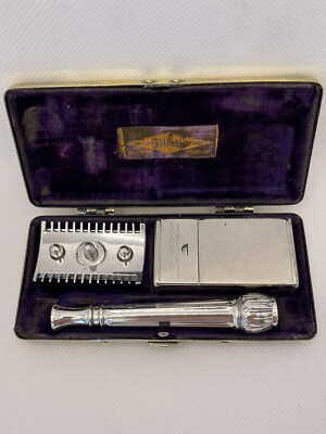Vintage 1909 #500 ABC Set Gillette Pocket Edition Razor Set w/ Case Ser ...