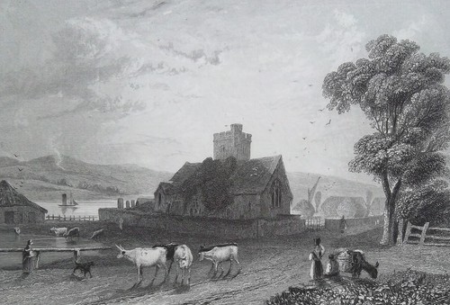 ENGLAND Wouldham Church Medway River - c1835 Antique Print Ornamental ...