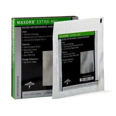Maxorb Extra Ag Silver Alginate Sheet Dressing 4" x 4-3/4" Square CA of ...