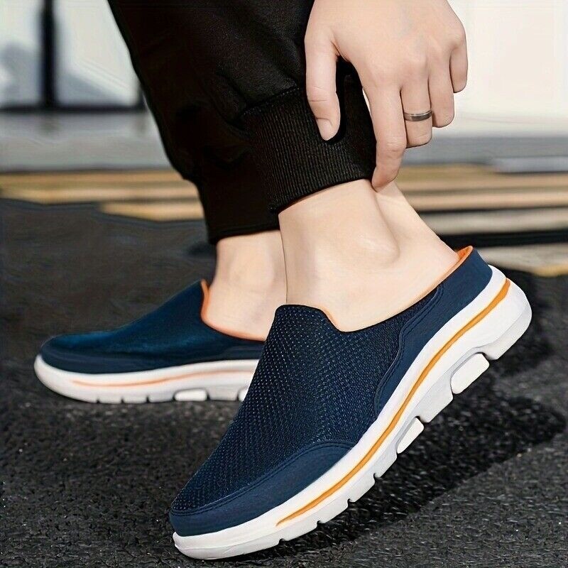 Men's Slip-on Mules Half Sneakers Casual Walking Shoes Outdoor Backless ...