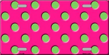 Lime Green Polka Dots Hot Pink Metal Novelty License Plate Tag LP2186 ...