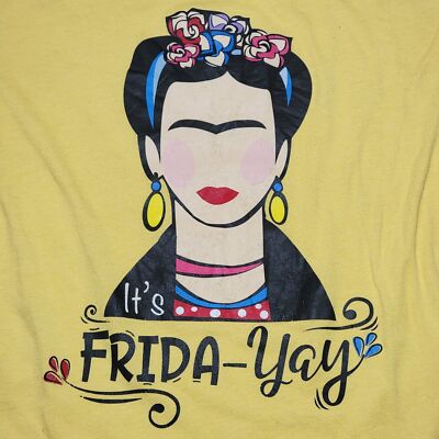 Bella Canvas SS Yellow Tee Frida Kahlo "It's Frida-Yay" - Size Large | eBay