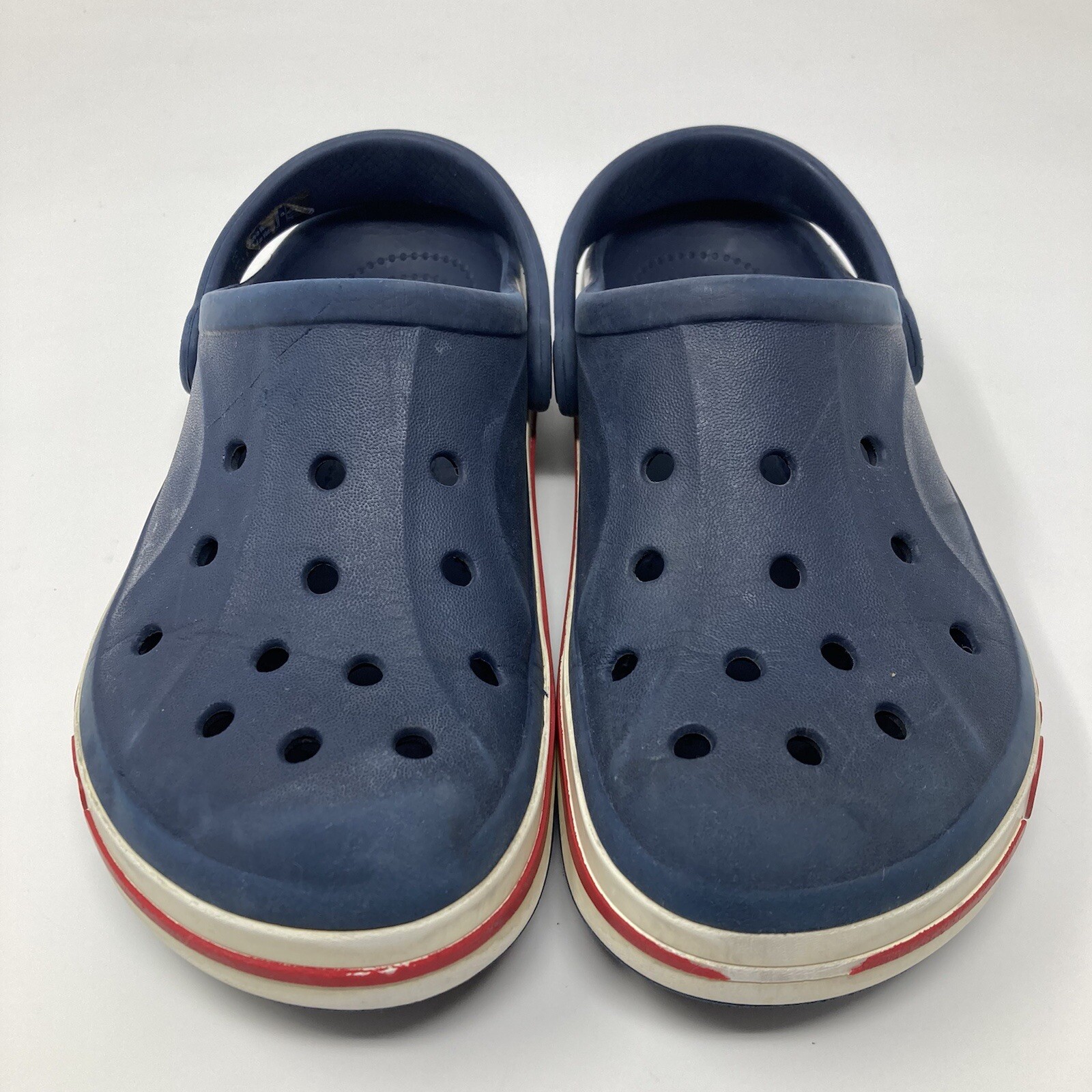 Crocs Clog Unisex Size J 2 Juniors Shoes Navy Blue White Red 205100 | eBay