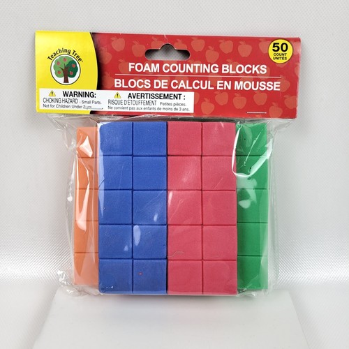 Teaching Tree (50) Foam Math Counting Blocks Square Green, Blue, Orange ...
