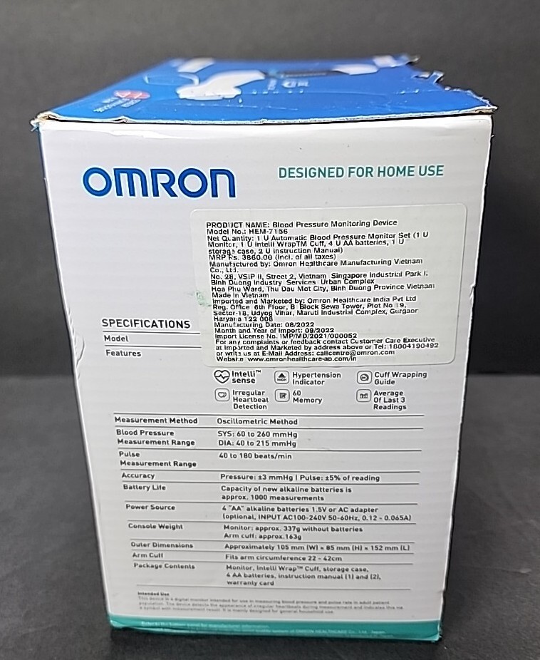 Omron HEM 7156 T Digital Blood Pressure Monitor with 360° Accuracy All ...