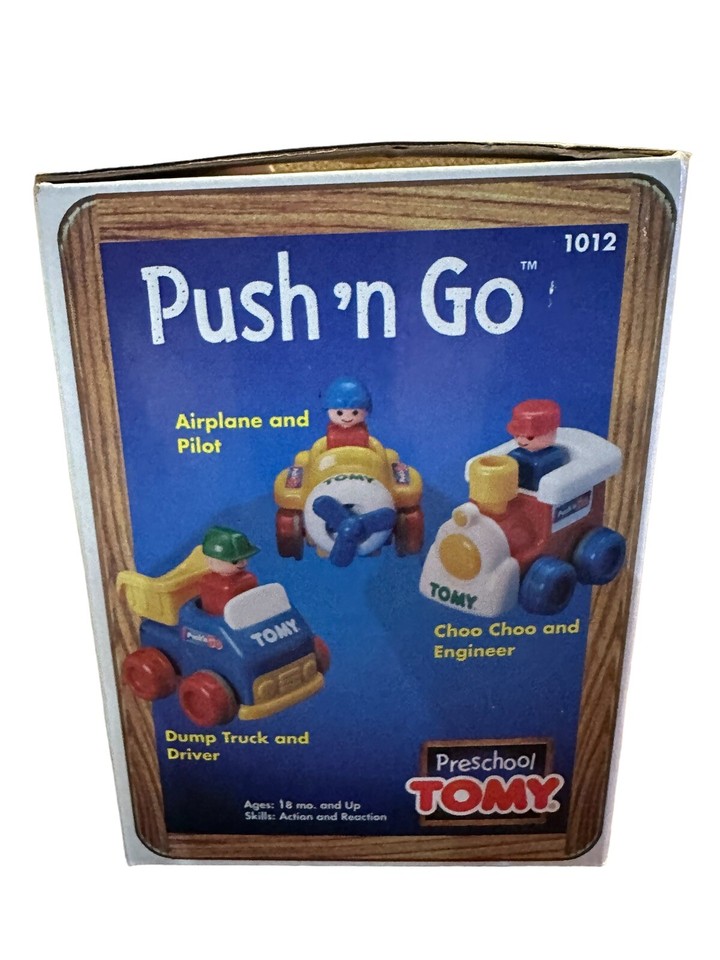 Tomy Push 'N Go Airplane Press Pilot To Go 1995 Yellow Vintage Still In ...