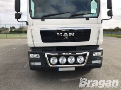 To Fit MAN TGL TGM Polished Steel Grill Light Bar D + Step Pads + Side ...
