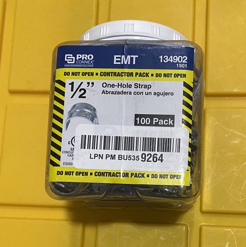 PACK OF 99 NEW SIGMA ELECTRIC 3654385 PRO CONNEX EMT 1/2" ONE HOLE ...